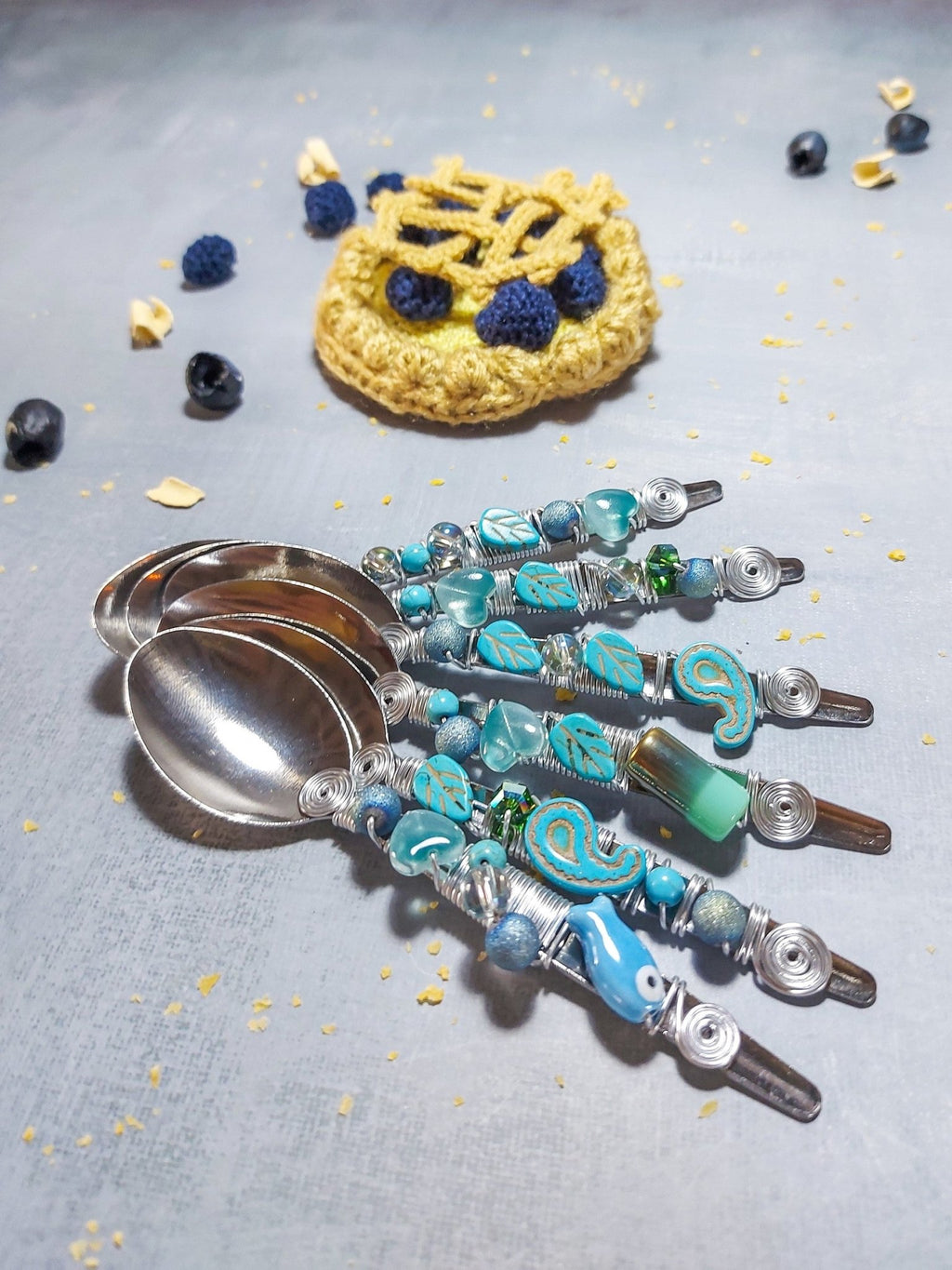 Beaded Dessert Spoons with Turquoise Beads - Set of 6 – Zapurah - Home ...
